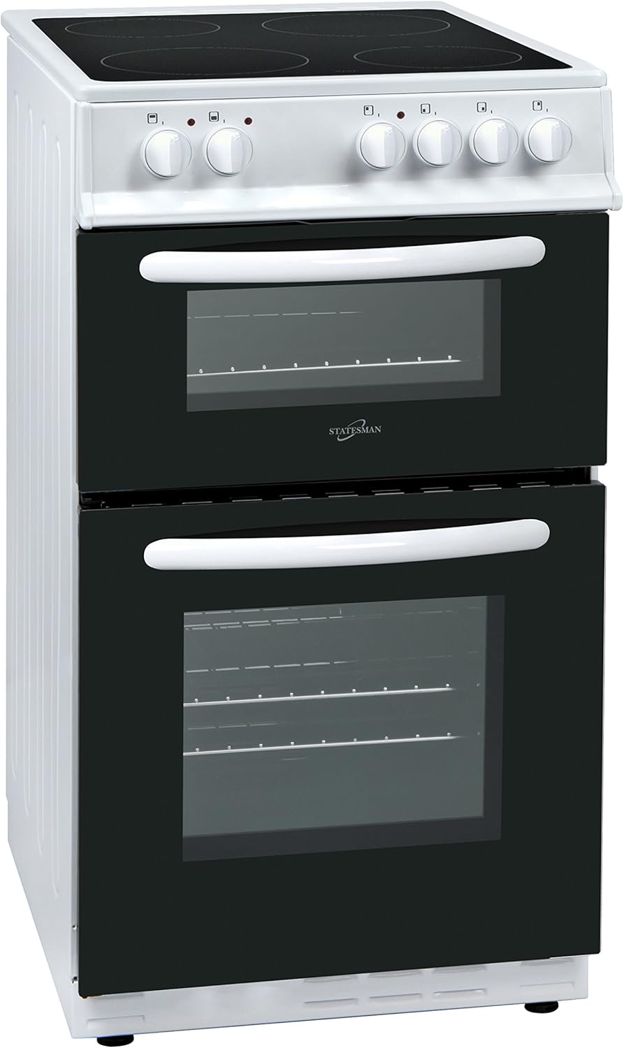 Statesman ATLAS EDC50W White 50cm Double Oven Electric Ceramic Hob ...