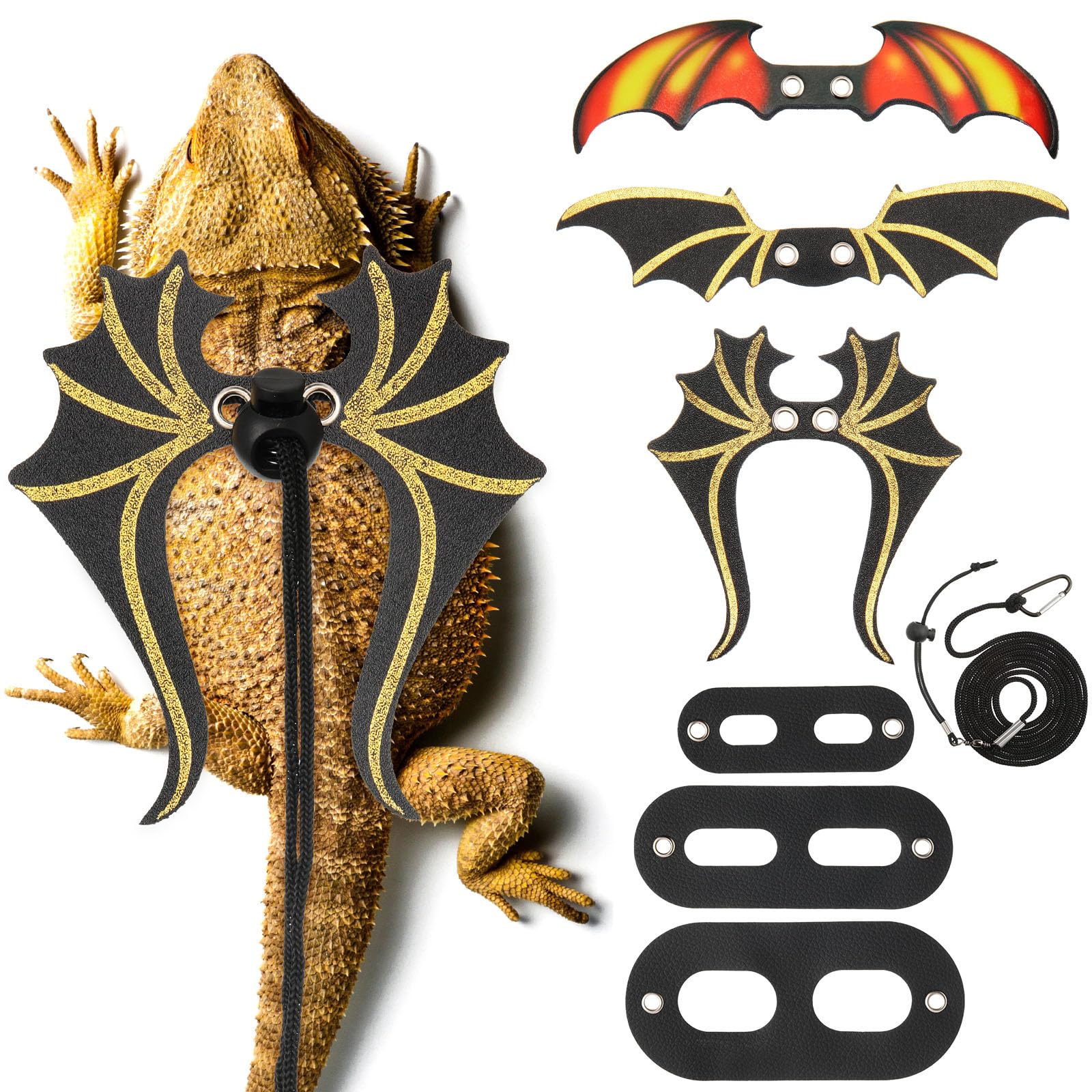 Wesnoy Bearded Dragon Leash and Harness Set 3 Size Pack Adjustable Cool ...