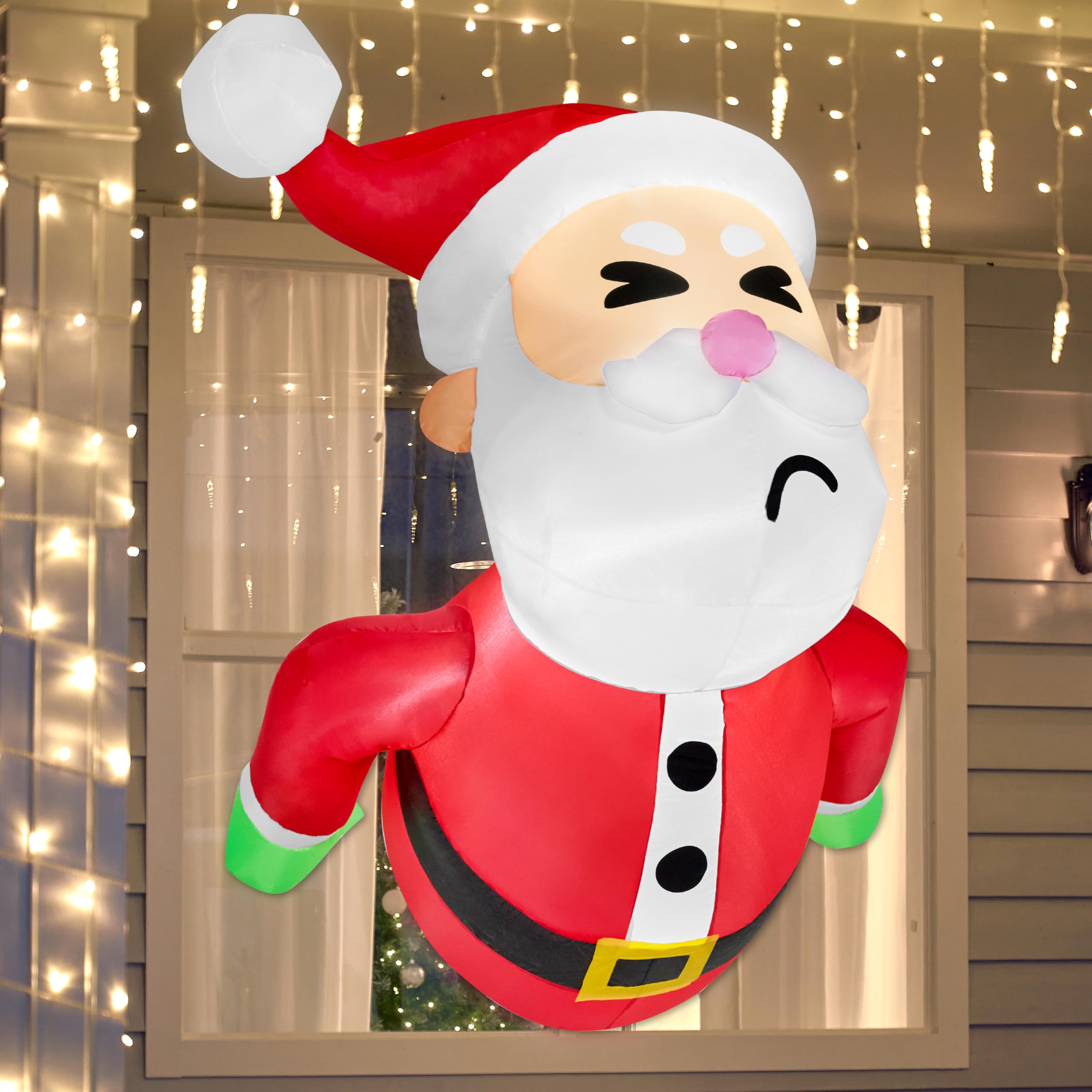 Joiedomi 3.5 FT Tall Christmas Inflatable Santa Broke Out from Window ...