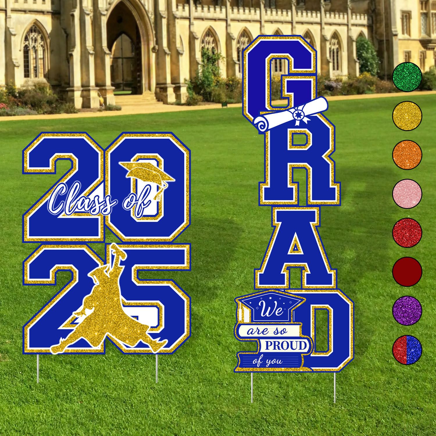 Graduation Yard Signs Class of 2025 Blue and Gold Graduation ...