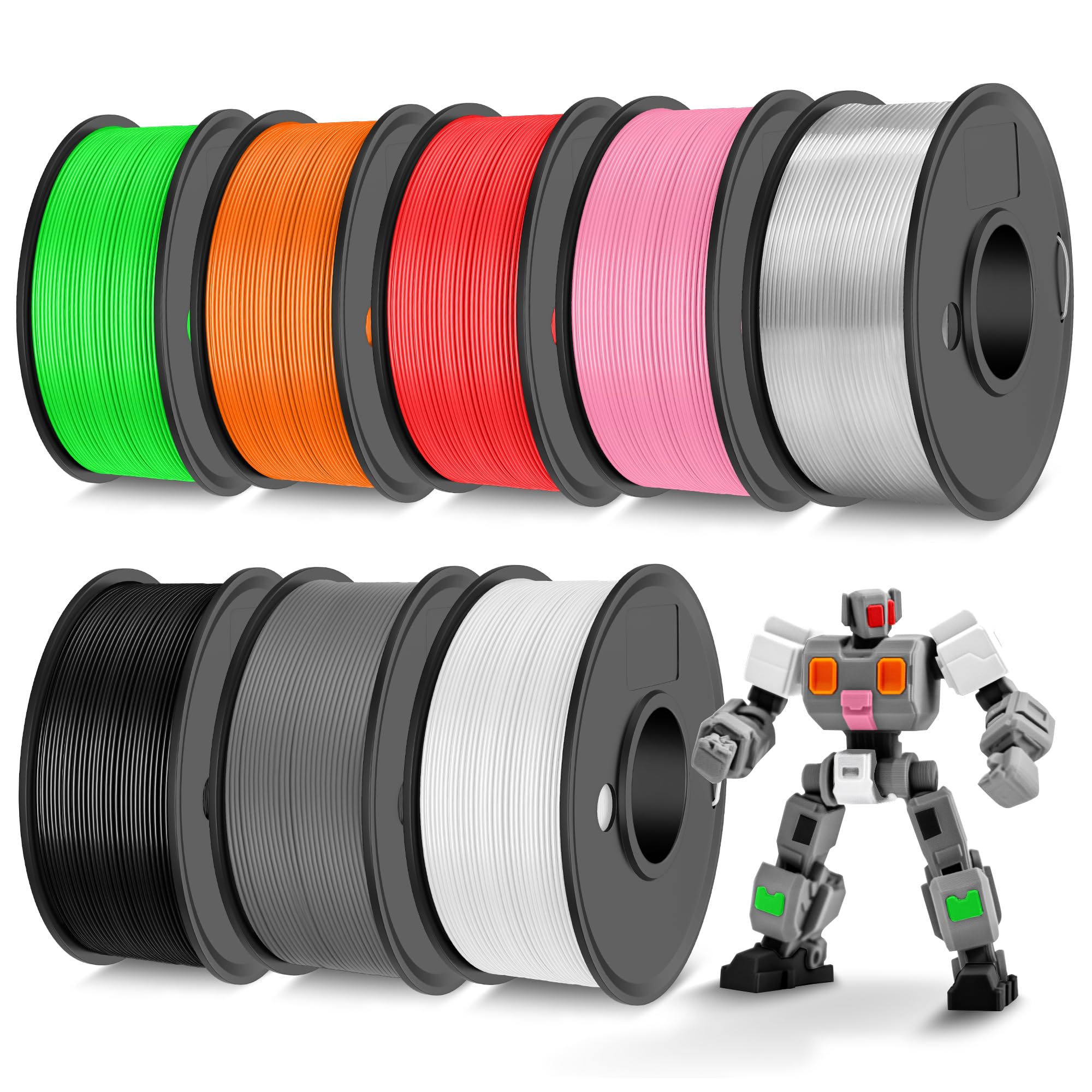 TECBEARS PLA 3D Printer Filament Pack, 250g PLA Filament 1.75mm, 0.25kg ...