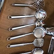 Berglander Stainless Steel Kitchen Utensil 12 Piece with 1 Stand ...