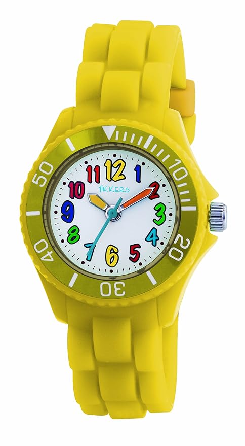 Tikkers Kids Yellow Rubber/Silicone Strap Watch with Bright Funky ...