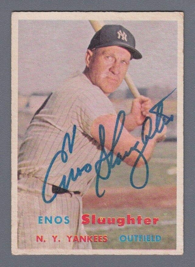 Enos Slaughter Signed 1957 Topps Card #215 Auto with B&E Hologram ...