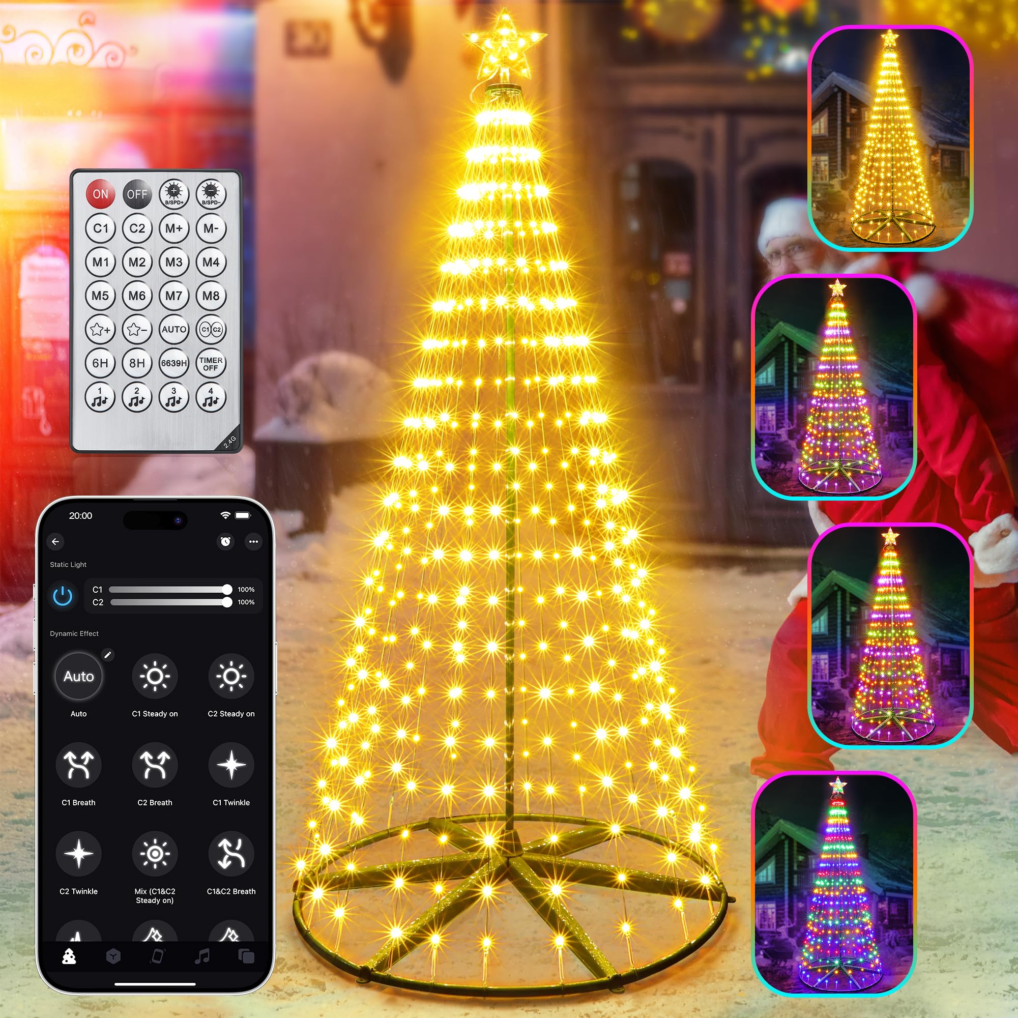 30+ Modes Smart Prelit Christmas Cone Tree with Lights - 4ft 119 LED ...