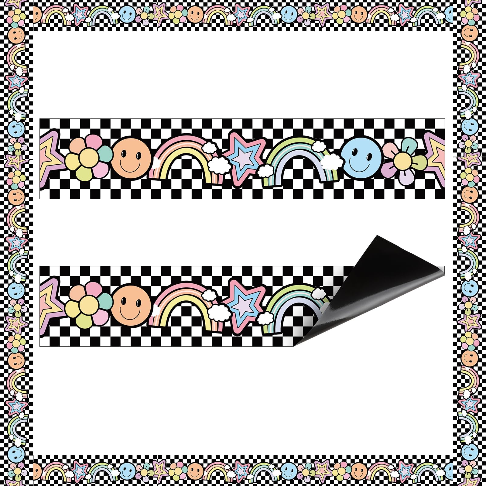 Gersoniel 24 Sheet Magnetic Bulletin Board Borders Smile Face Star ...