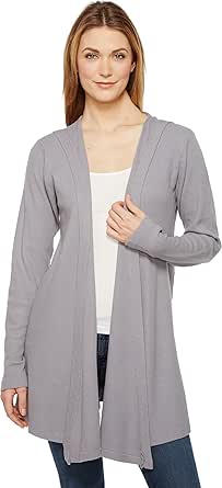 Allen Allen Womens Hooded Open Cardigan Pale Grey XS (Women's 2) One ...