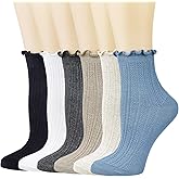 Amazon.com: Mcool Mary Womens Crew Socks Ruffle Casual Cotton Frilly ...