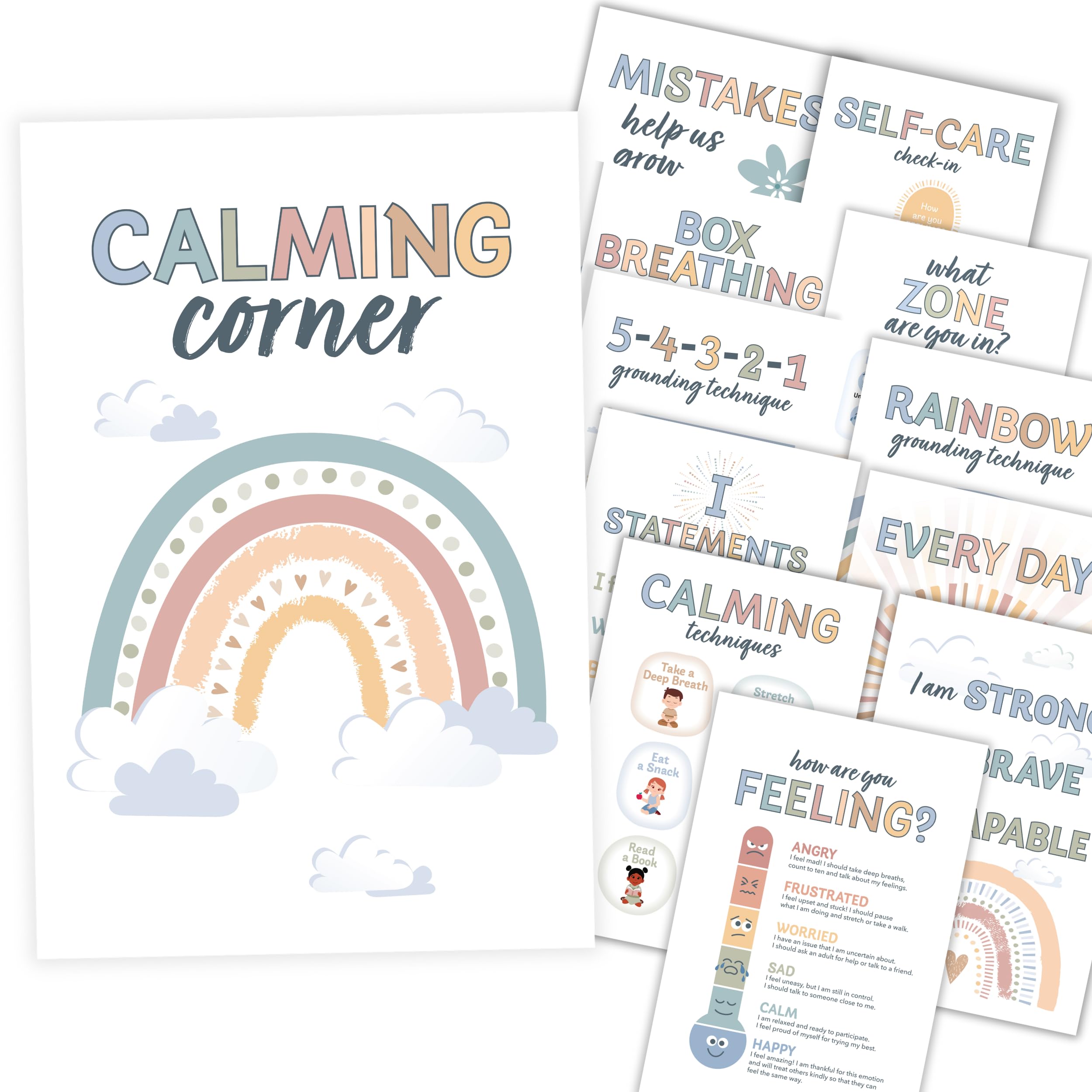 Mua 12 Calming Corner Health Posters, Feelings Chart For Kids, Calm ...
