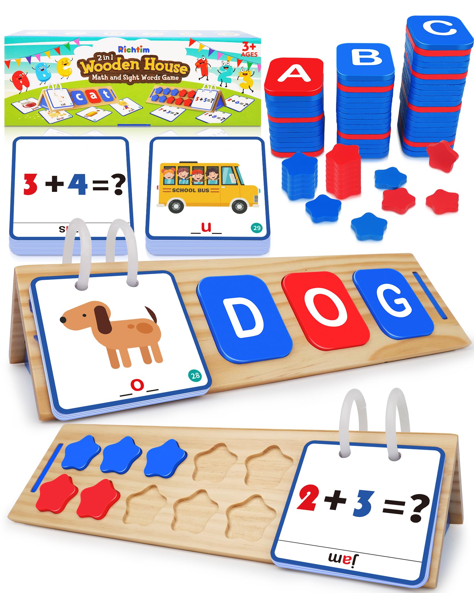 Mua Wooden CVC Word Spelling Games, Math Addition Game, Sight Word ...