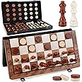 Amazon.com: Bravmate 2 in 1 Magnetic Wooden Chess and Checkers Set, 15 ...