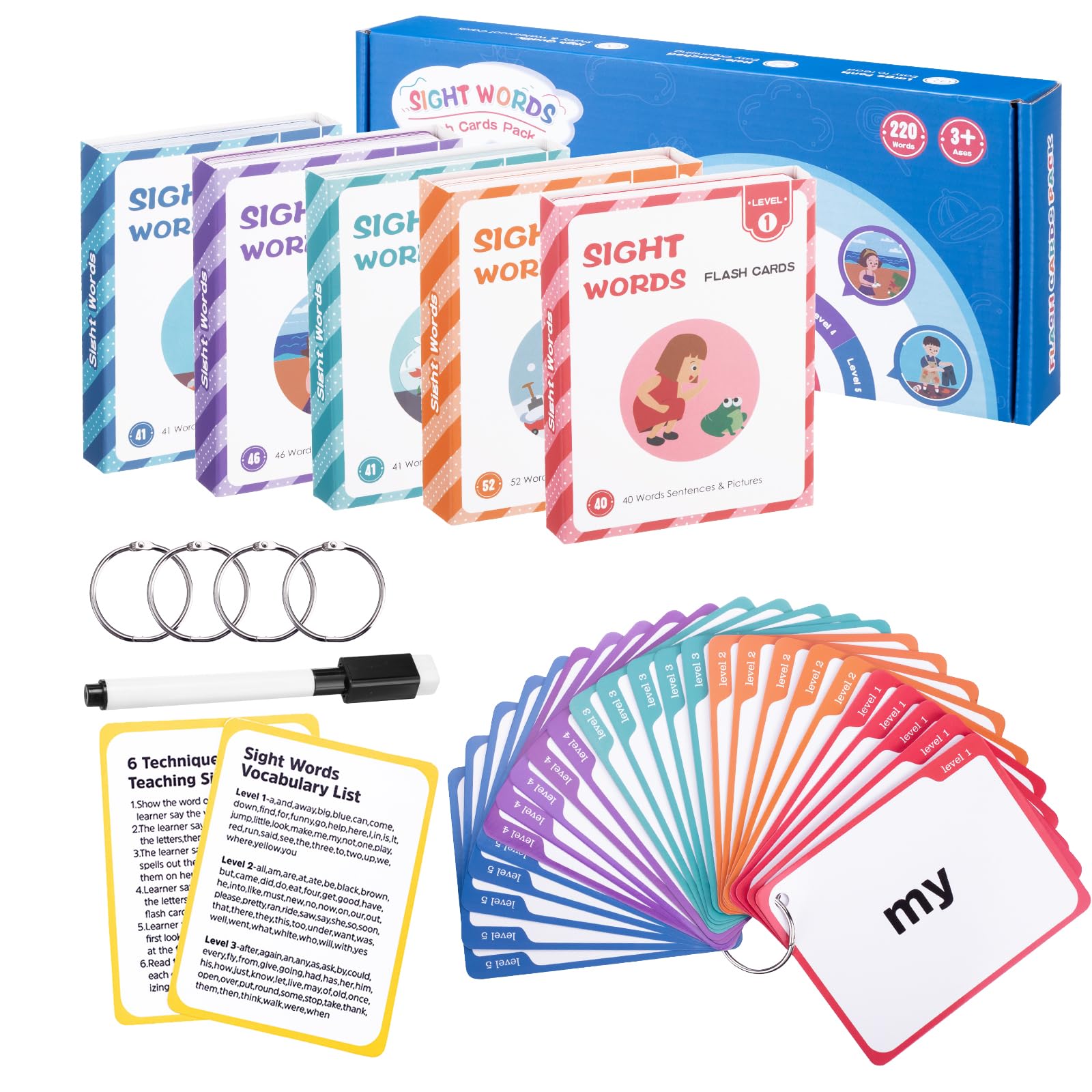Mua Sight Words Flash Cards Kindergarten – 220 Dolch High Frequency ...