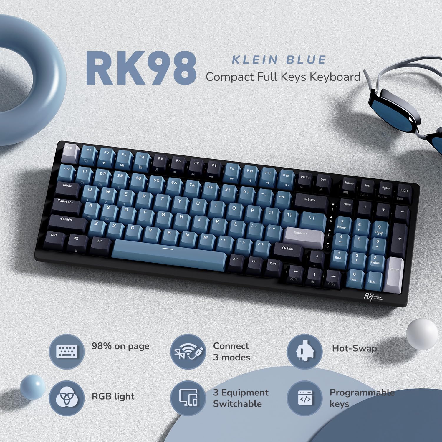 Mua RK ROYAL KLUDGE RK98 Wireless Mechanical Keyboard, Triple Mode 2.4G ...