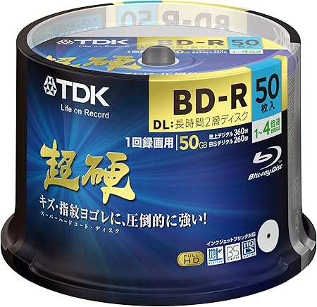 Amazon | 【Amazon.co.jp限定】TDK 録画用ブルーレイディスク 超硬シリーズ BD-R DL(長時間2層ディスク) 50GB 1-4倍速 ホワイトワイドプリンタブル 50枚 ...