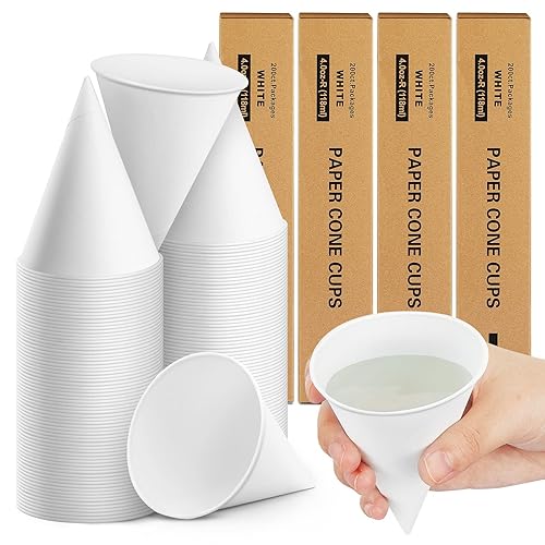Roshtia 800 Pcs 4 oz Paper Cone Cups Thicken Disposable Cone Cups for ...