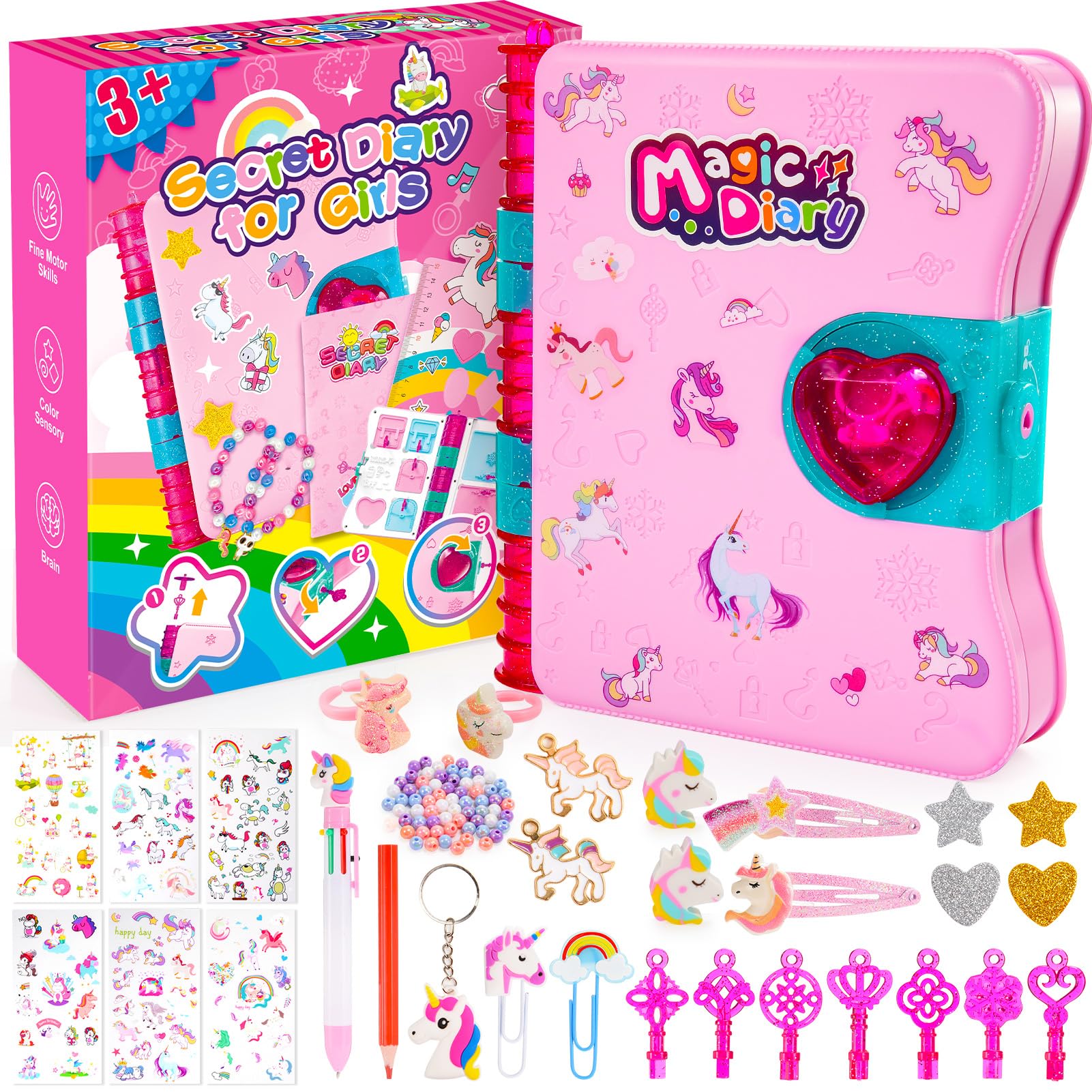Unicorn Secret Journal Kit for Girls: Lockable Gifts for Girls Ages 3 4 ...