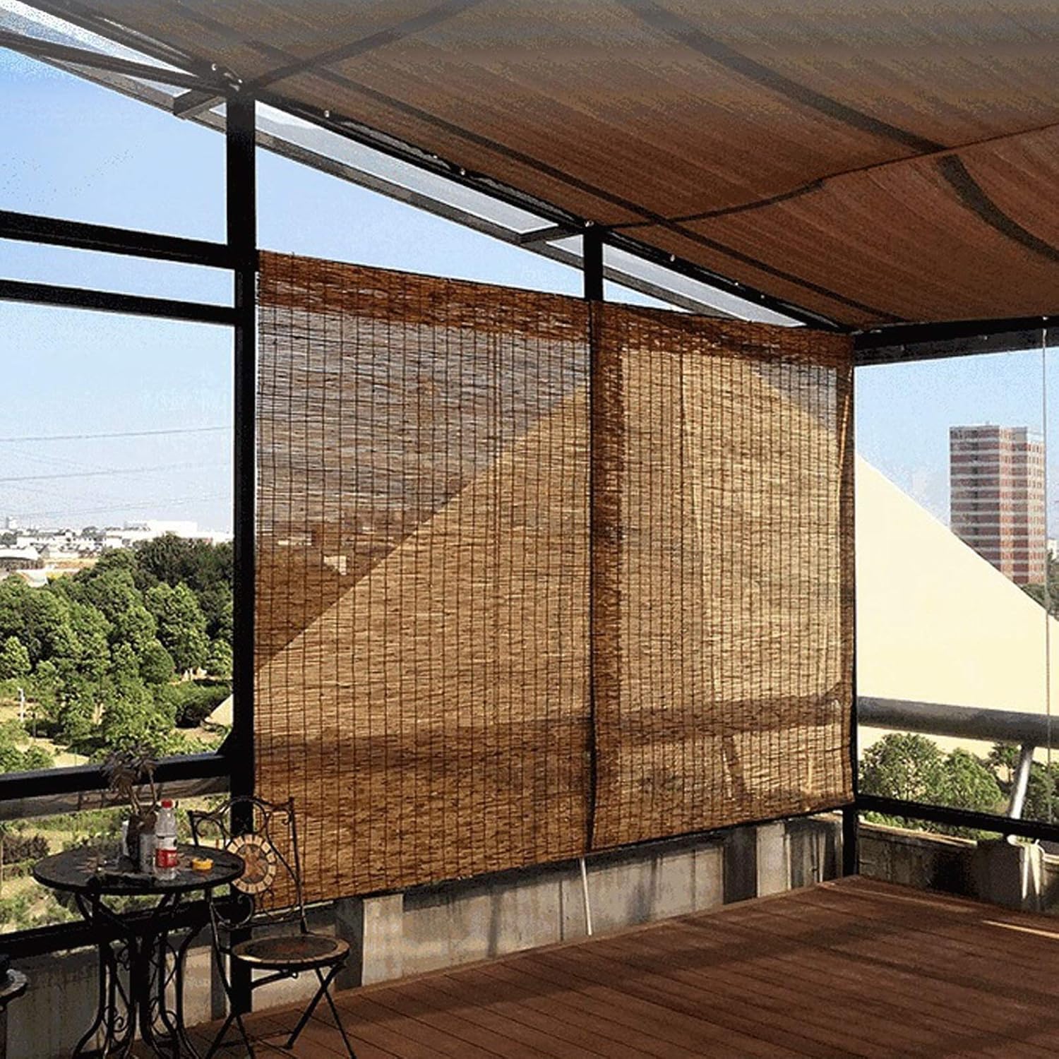 Patio Reed Curtain - Outdoor Roller Blind Curtains - Natural Garden ...