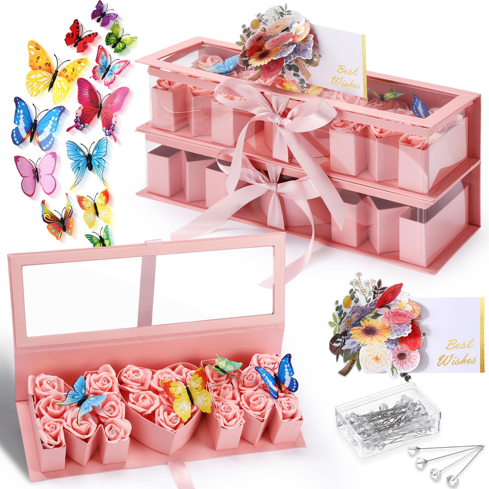 Gilprop 2 Pcs Mother Flower Gift Letter Shaped Fillable Box with 2 Pcs ...