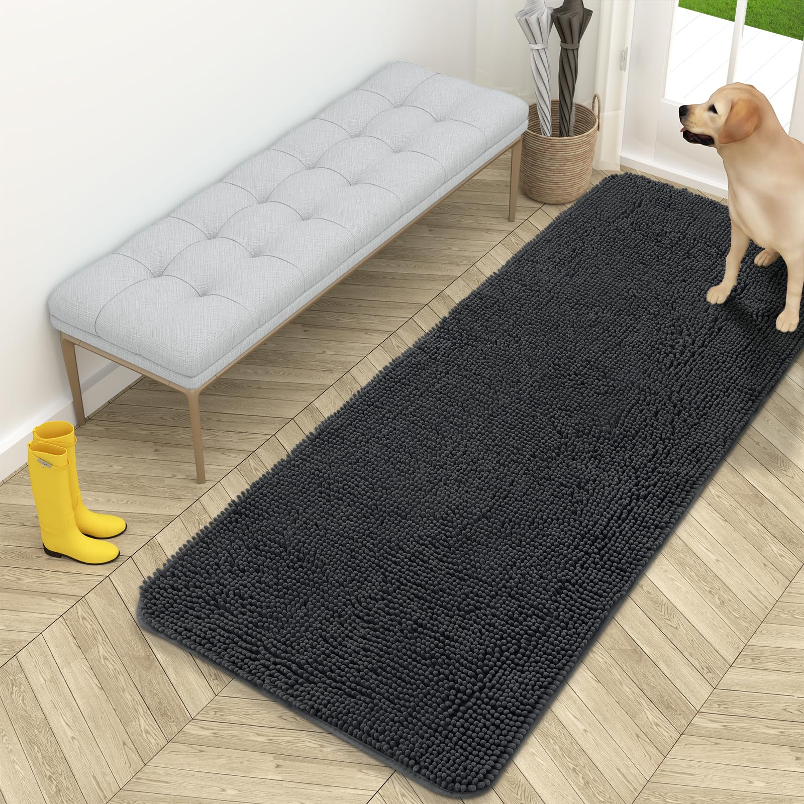 OLANLY Dog Door Mat for Muddy Paws 59x24, Absorbs Moisture and Dirt ...