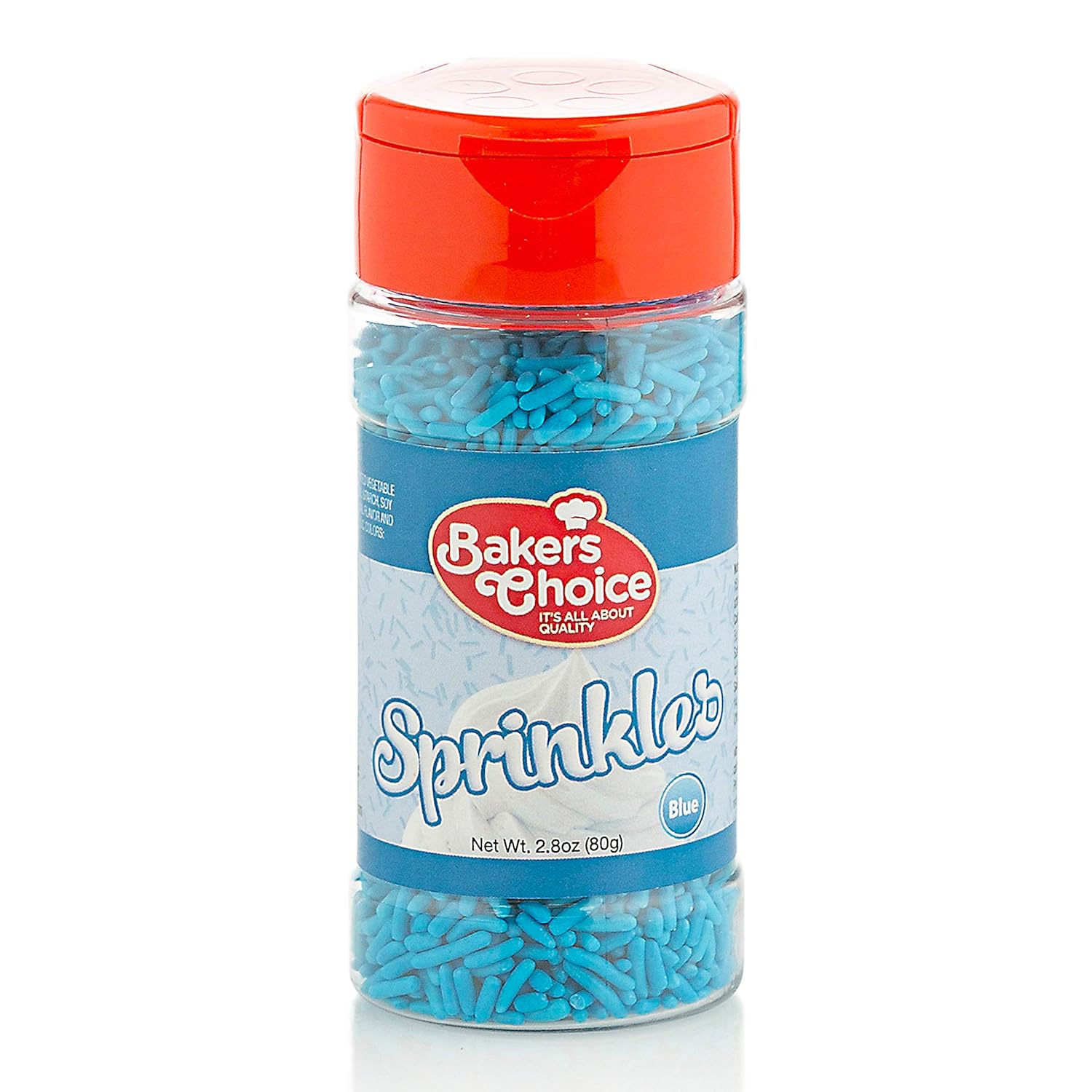 BAKERS CHOICE 495810057052 , Blue Sprinkles, Dairy-free, 2.8 oz