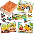 Amazon.com: B. toys – Wooden Puzzle Set – Car Carrier, Loader ...