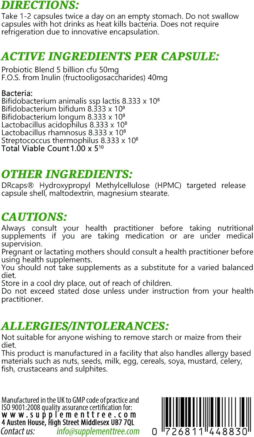 Probiotics Complex 5 Billion CFU | 120 Targeted Release Capsules | High ...