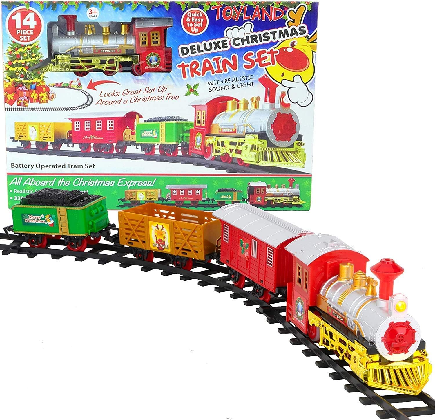 Toyland® 14 Piece Deluxe Christmas Train Set With Realistic Sound And ...