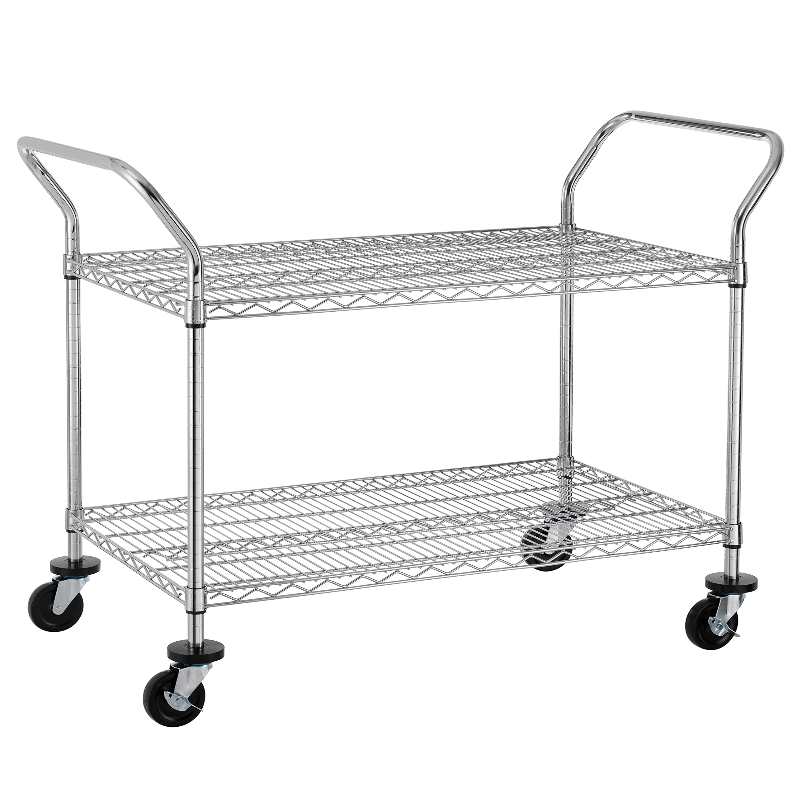 Finnhomy 2-Tier Commercial Grade Rolling Cart, Heavy Duty Utility Cart ...