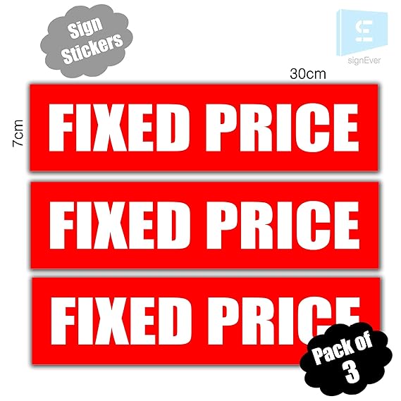 SIGN EVER™ Pack of 3 Fixed Price Sign Sticker Shop Price Commercial ...