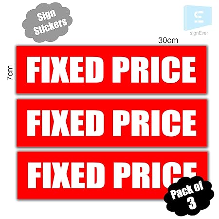 SIGN EVER™ Pack of 3 Fixed Price Sign Sticker Shop Price Commercial ...