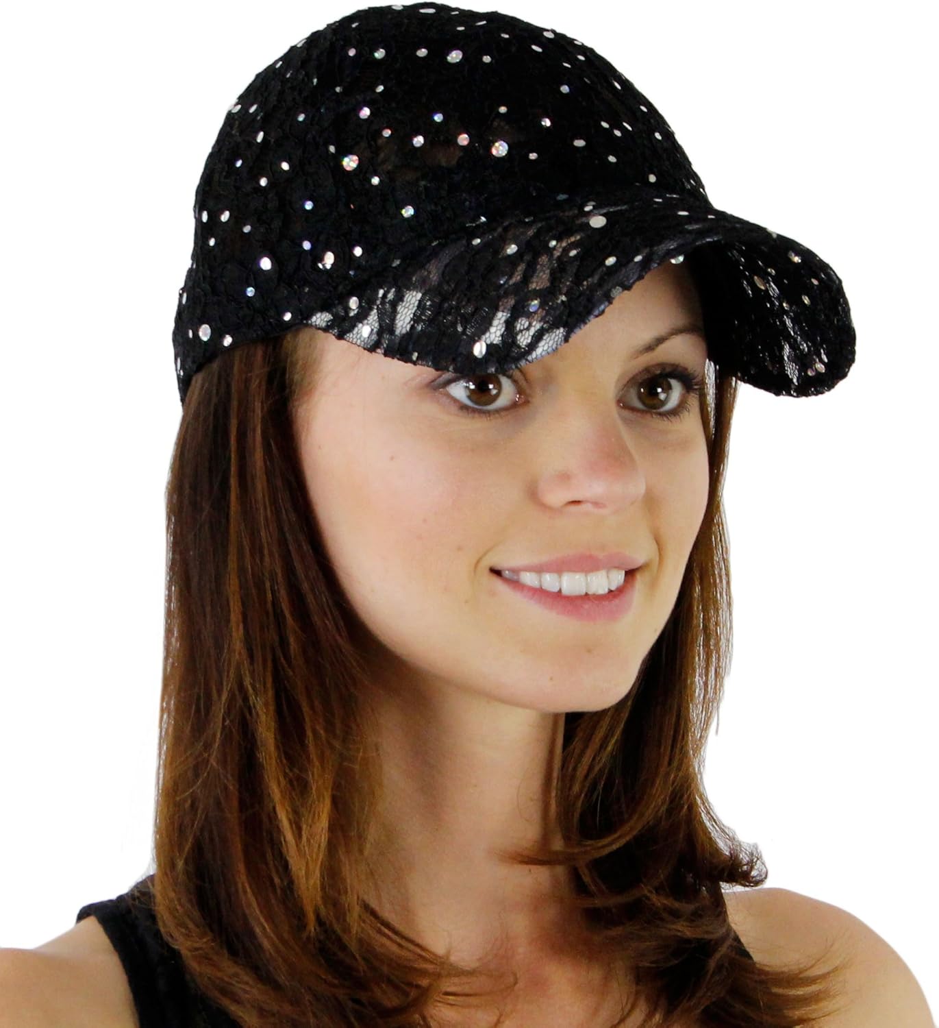 Amazon.com: Lace Glitter Sequin Baseball Caps Hat Colors: Black: Clothing