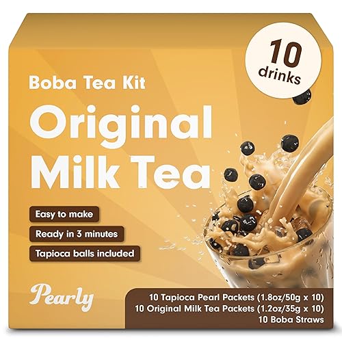 Instant Brown Sugar Boba Tea Kit With Straws - Drink Pearly Instant Bubble Tea Kit, Instant Boba ...