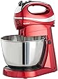 VonShef 2 in 1 Twin Hand and Stand Mixer, Red, 300W with 5 Speeds ...