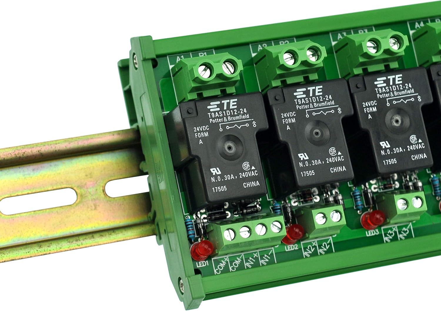 CZH-Labs DIN Rail Mount 24V Passive 8 SPST-NO 30Amp Power Relay Module ...