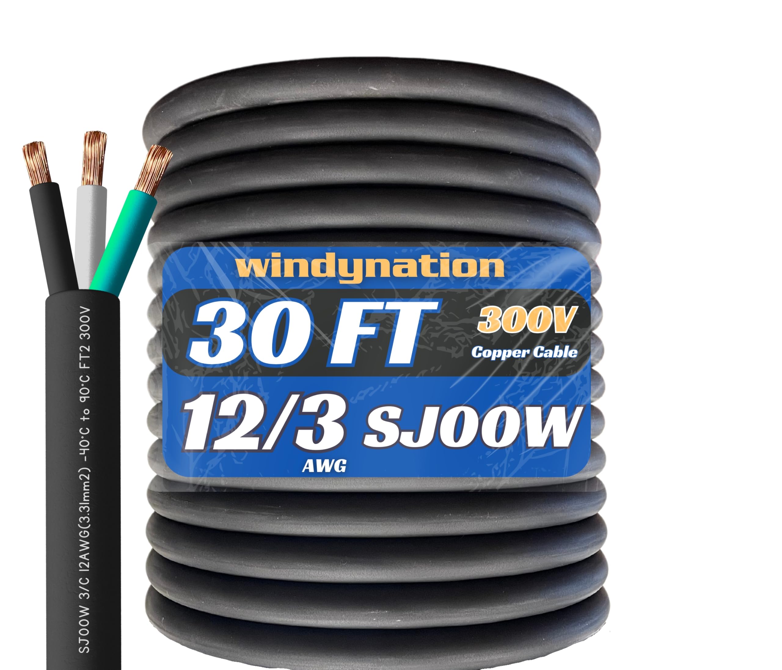 Mua 30 Feet 12/3 SJOOW Cable Cord 12 AWG 3 Conductor SO Wire - 12 Gauge ...