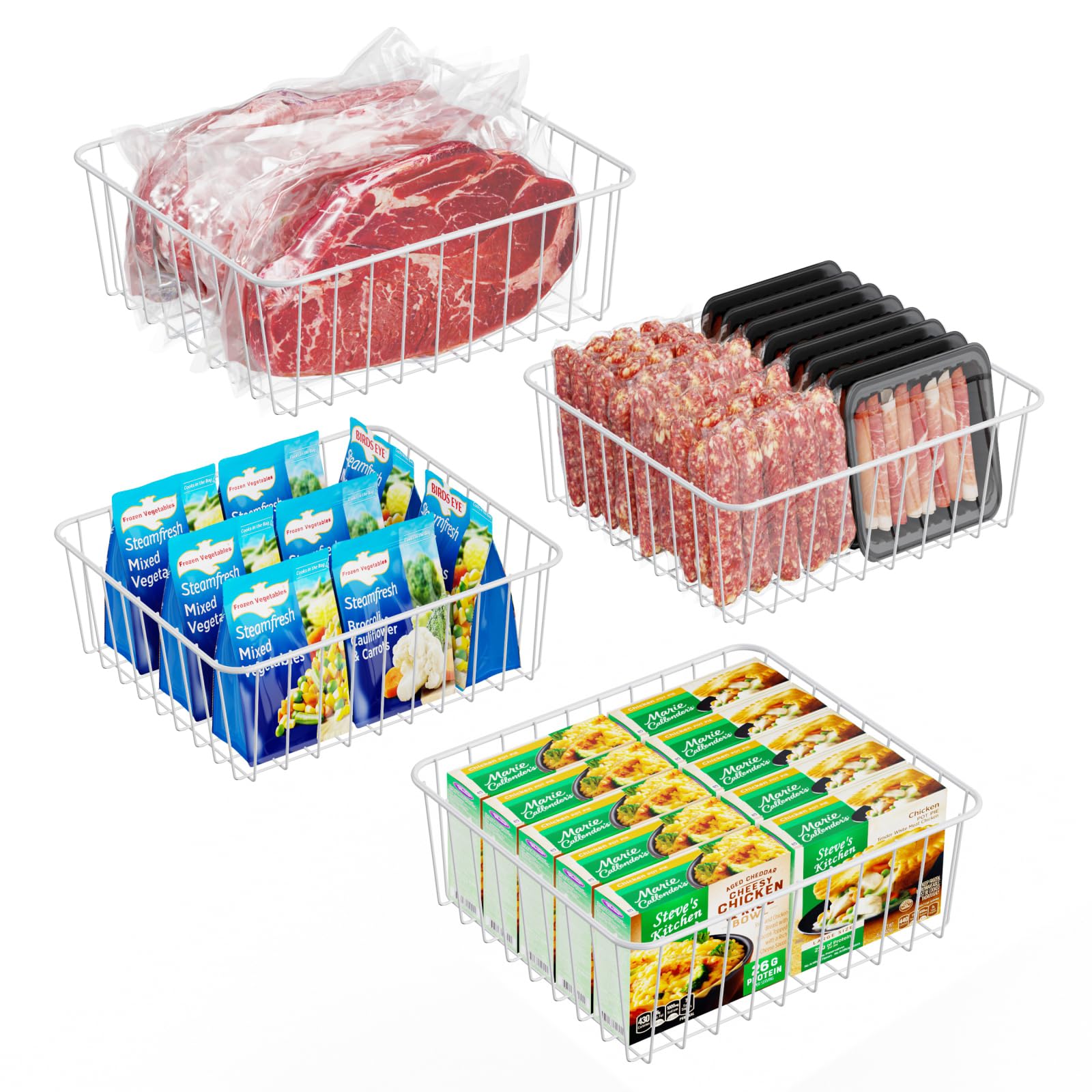 iSPECLE Freezer Organizer Bins - 4 Pack Small Freezer Bin for 5 / 6 / 6 ...