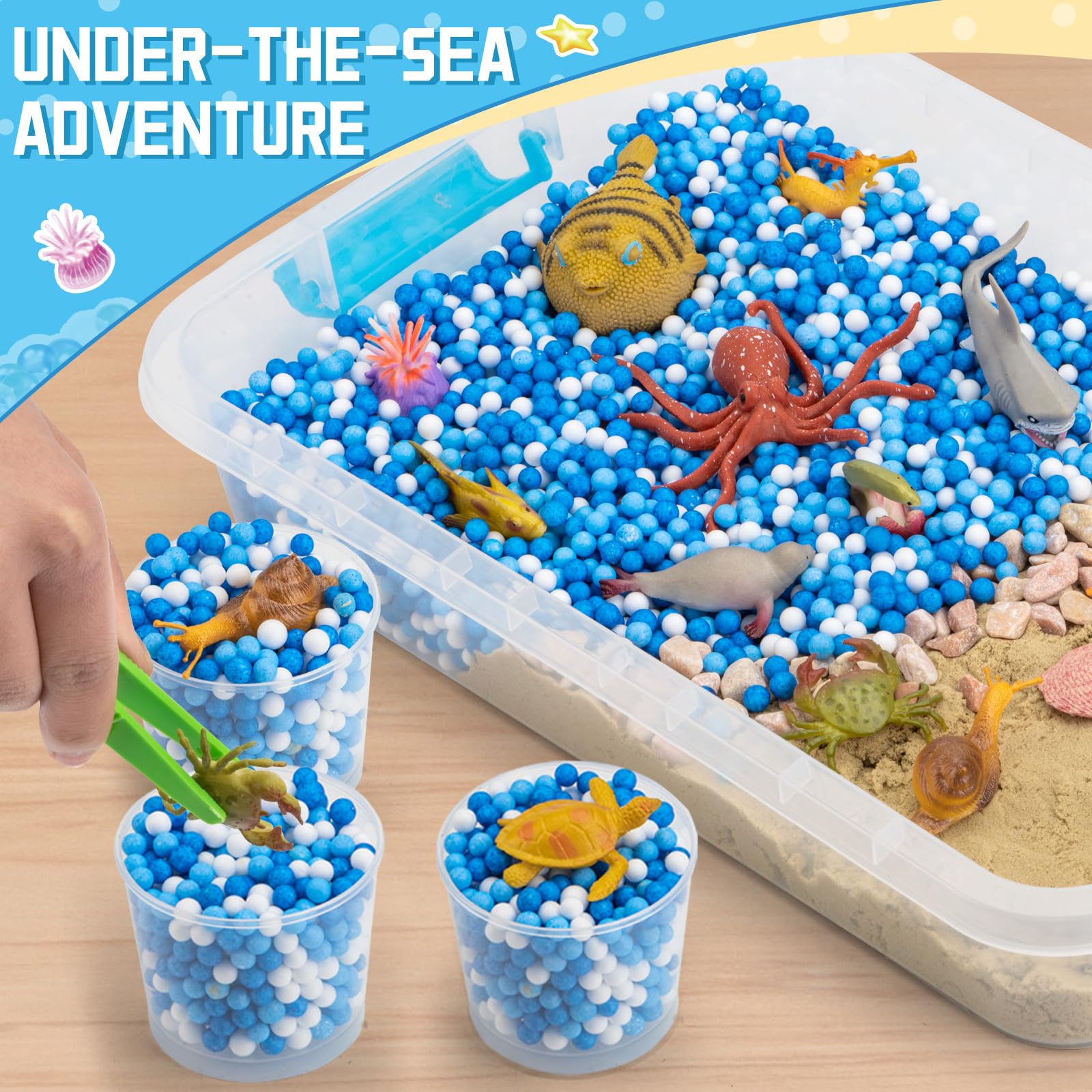 Mua Ocean&Sand Sensory Bin with Lid, 42 Pcs Sensory Sand Kit with Sea ...