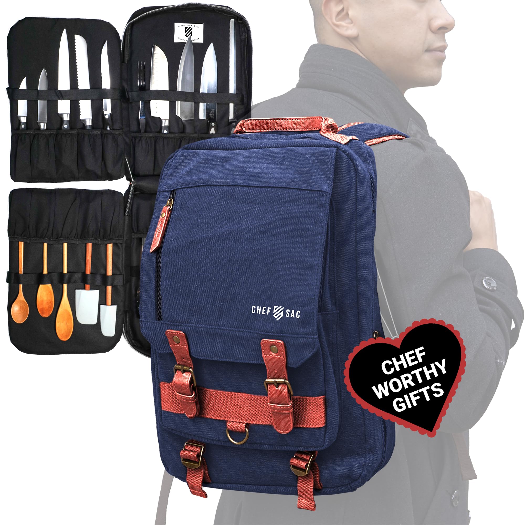 Chef Sac Chef Knife Bag Retro Backpack | 20+ Slots for Knives and Chef ...