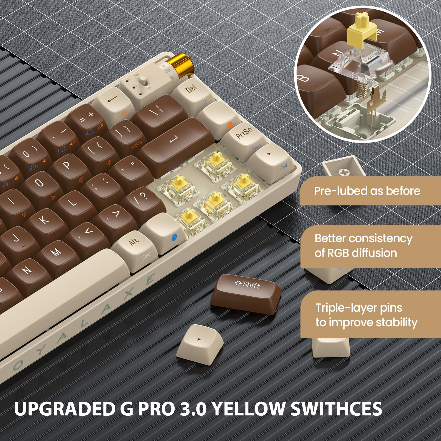 Mua ROYALAXE R68 60% Wireless Mechanical Keyboard, Hot Swappable Custom ...