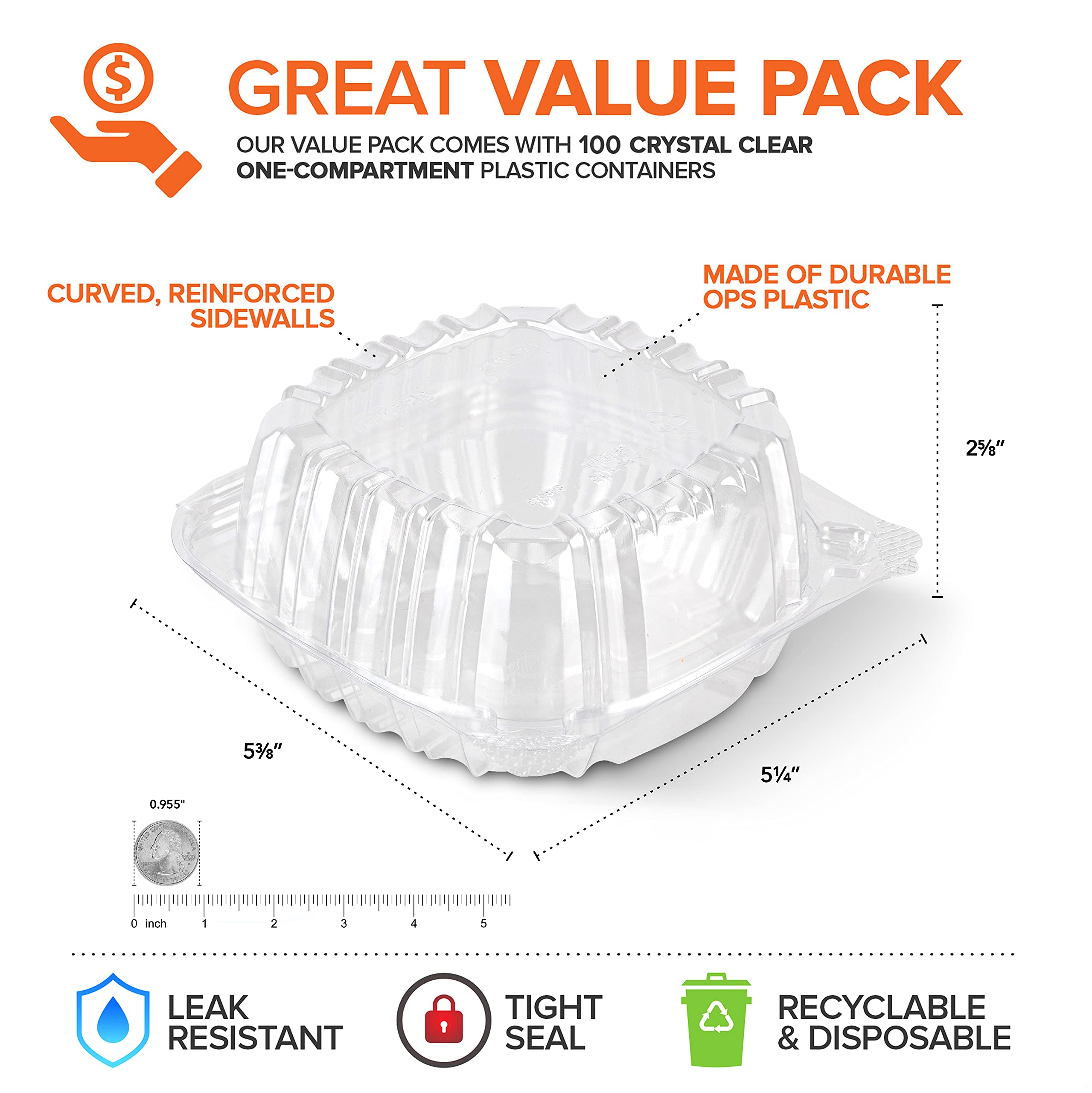Mua Disposable Plastic To Go Containers with Clear Lids (100 Pack ...