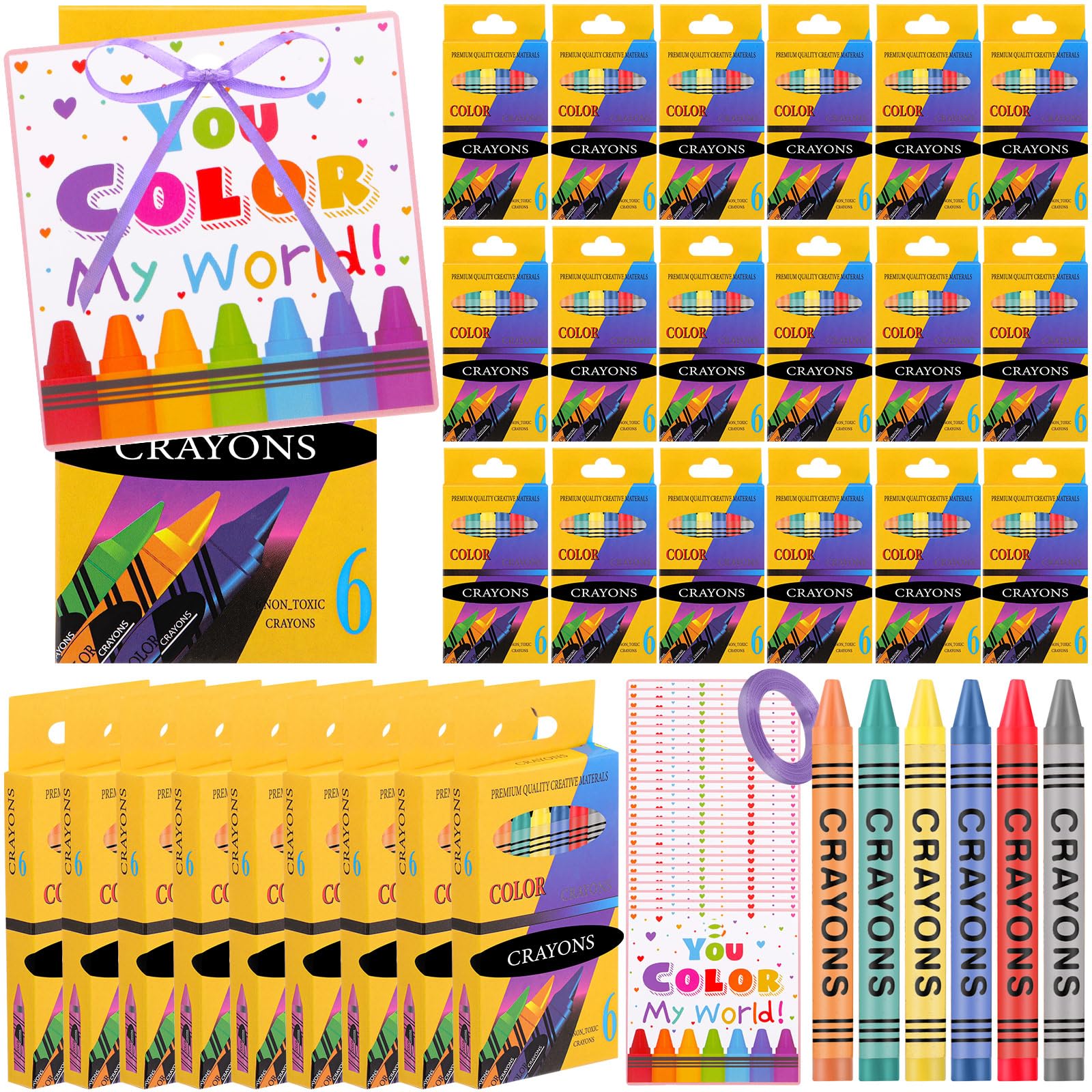 Fuyoooo 48 Sets Valentines Day Gifts for Kids with Crayons and Tags ...