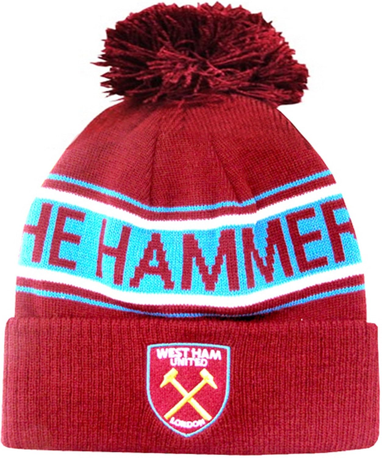 West Ham FC Adults Official Hammers Knitted Winter Football/Soccer ...