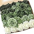 Amazon.com: Floroom Artificial Flowers 25pcs Real Looking Forest Green ...