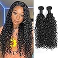 Amazon.com : Gemmrnny Curly Bundles Human Hair 14 16 Inch Soft and Thick Wet and Wavy 12A 100% ...