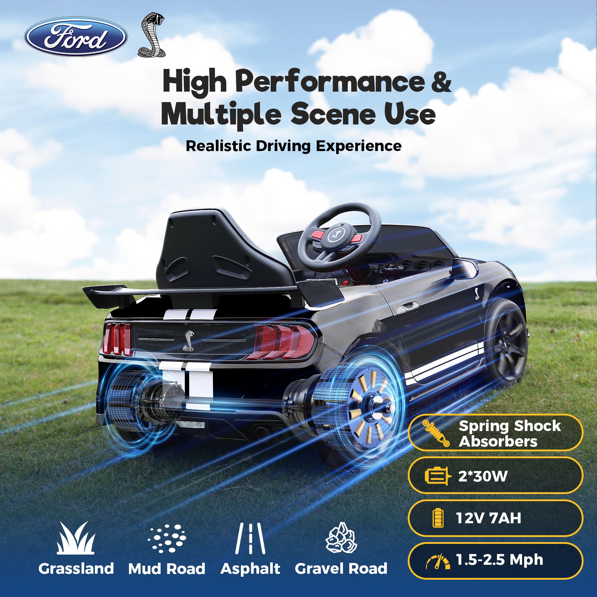 Mua FUNTOK Licensed Ford Mustang Shelby GT500 12V 7AH Ride On Car ...