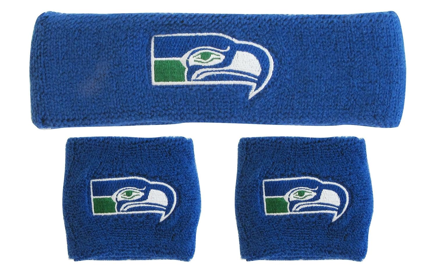 NFL Seattle Seahawks Wristbands & Headband Set, Blue, One Size : Amazon ...