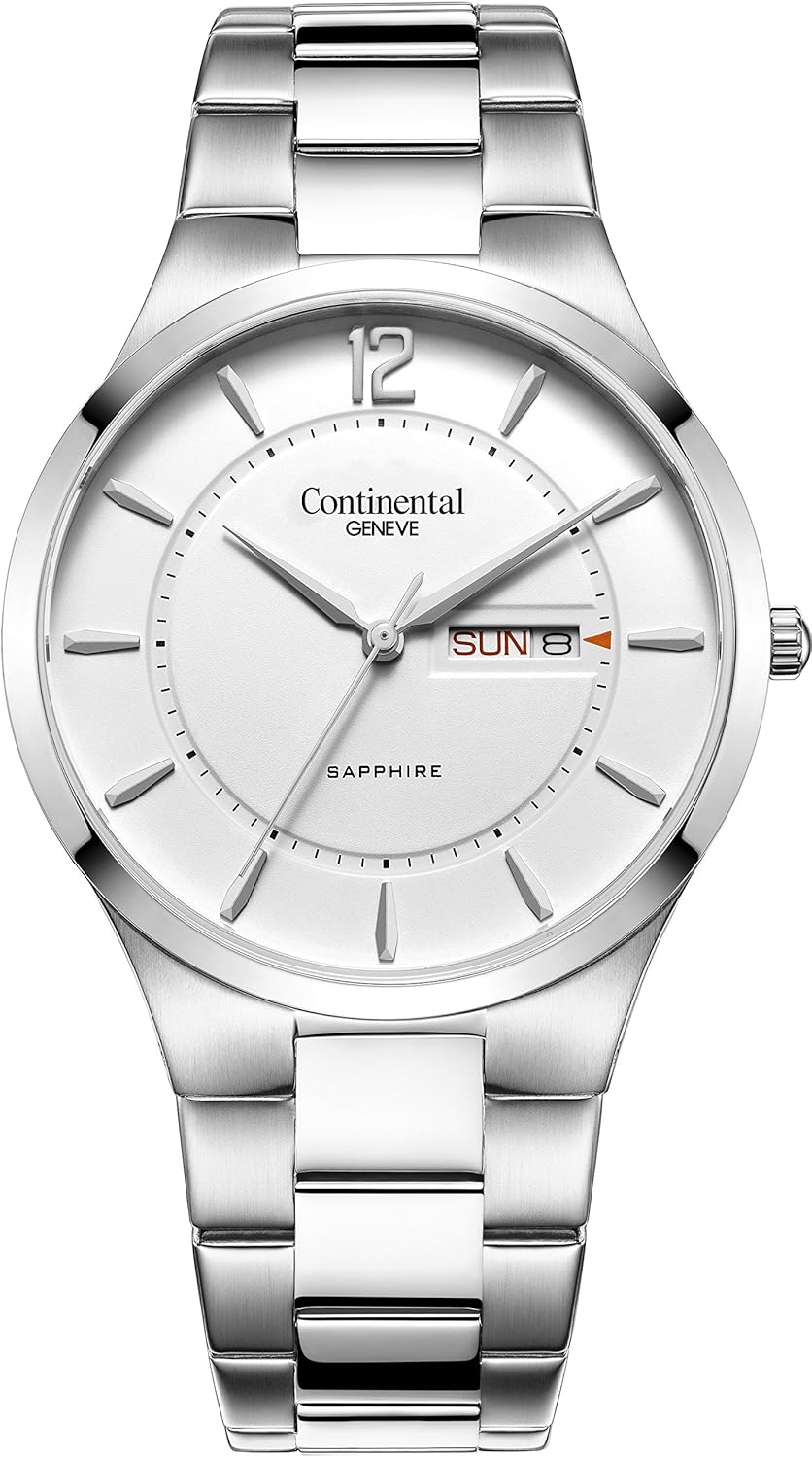 Continental Geneve"Classique" Men's Stainless Steel Watch w/Day Date ...