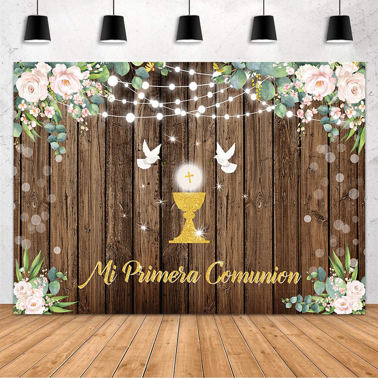 MEHOFOND 7x5ft Mi Primera Comunion Backdrop First Holy Communion ...