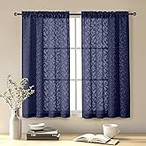 Amazon.com: Chyhomenyc Marilyn Navy Blue Sheer Curtains 54 Inch Length for Bedroom, Light ...