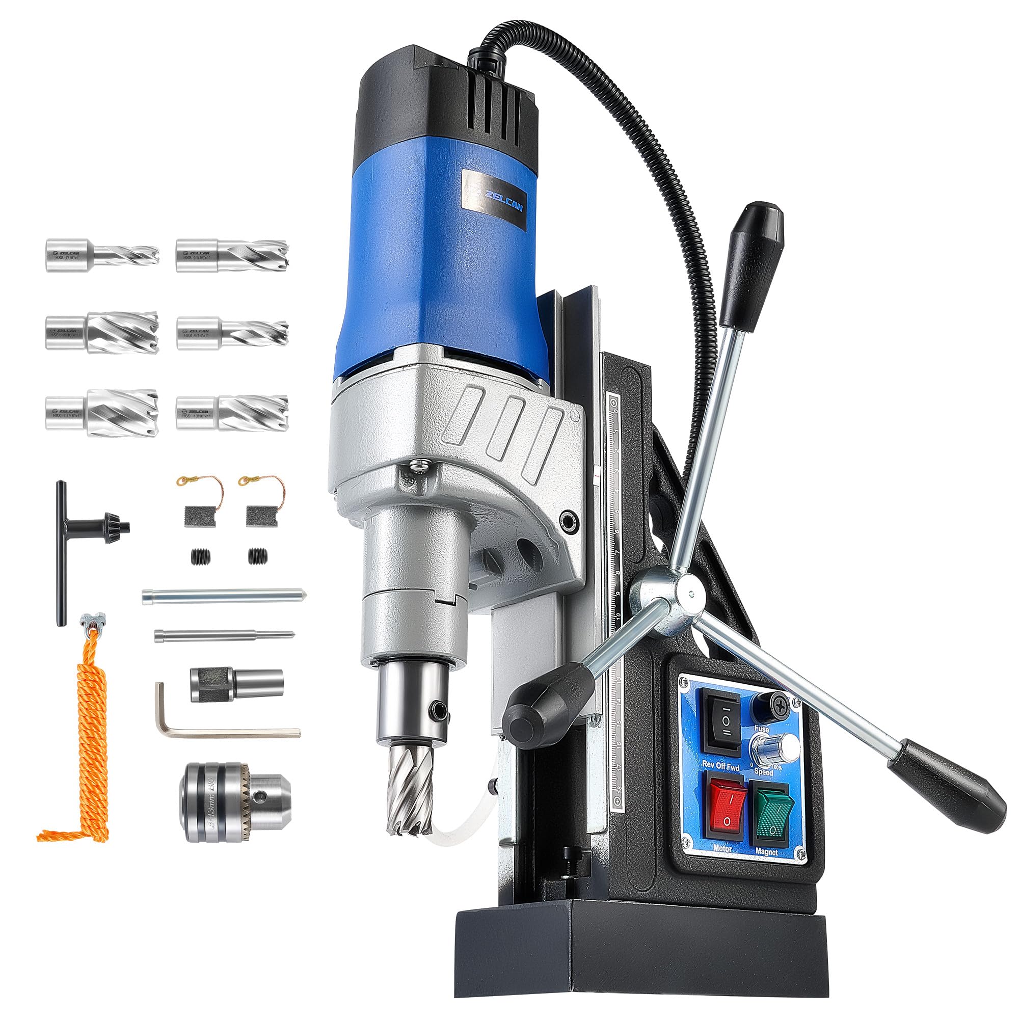 ZELCAN Mag Drill Press with 6 Drill Bits, 1550W Portable Magnetic Press ...